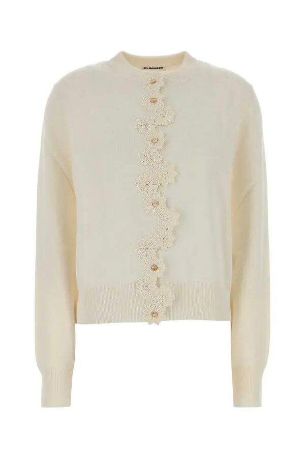 JIL SANDER Lace Trim Cardigan
