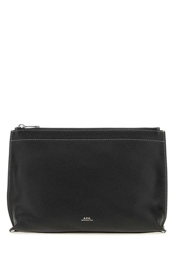A.p.c. Clou Pouch Leather Handbag, 28cm Mini Crossbody - Black