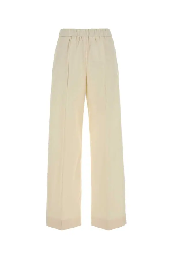 JIL SANDER Ivory Cotton Wide-leg Trousers - White