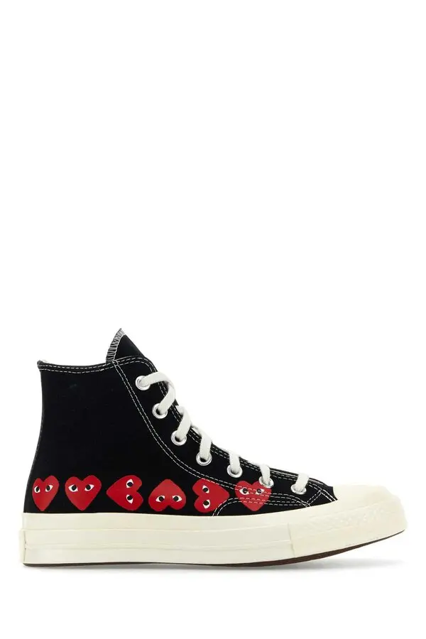 Play Comme Des Garcon Canvas Low-top Sneakers With Iconic Heart Graphic