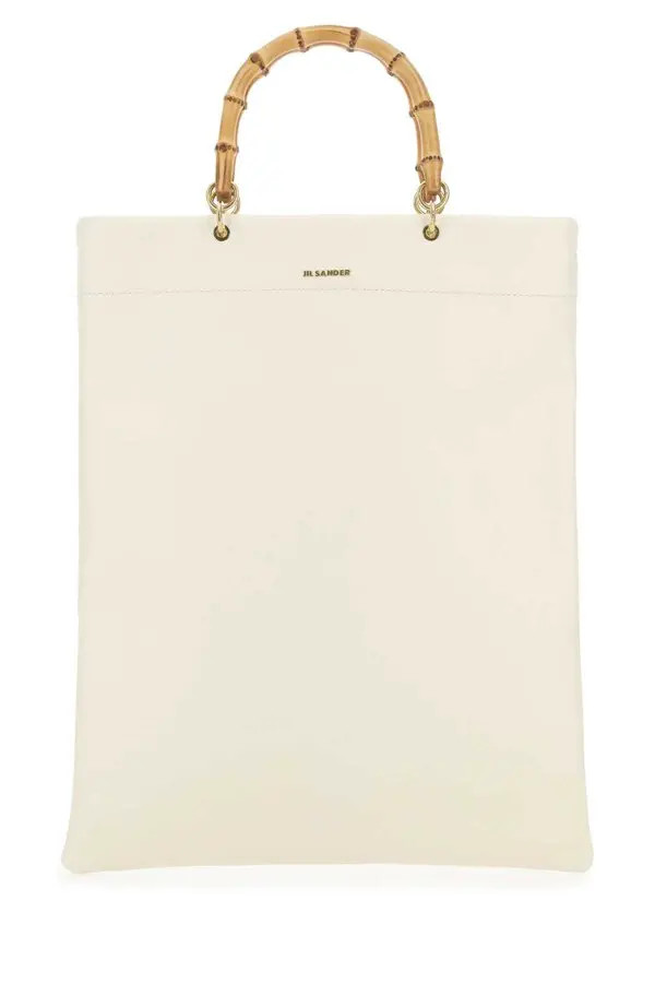 JIL SANDER Medium Leather Shopping Handbag With Golden Hardware, 32 Cm X 41 Cm X 2 Cm