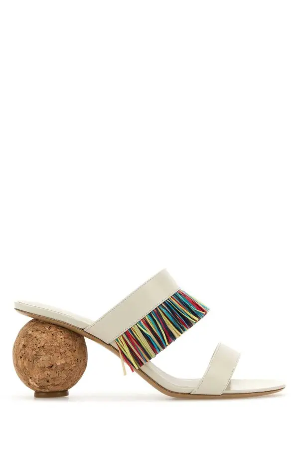 FERRAGAMO Leather Flat Sandals With 7.5 Cm Heel