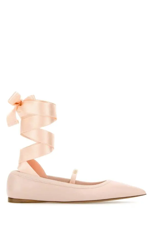 FERRAGAMO Carice Leather Ballerina Flats With Ribbon Detailing - Pink