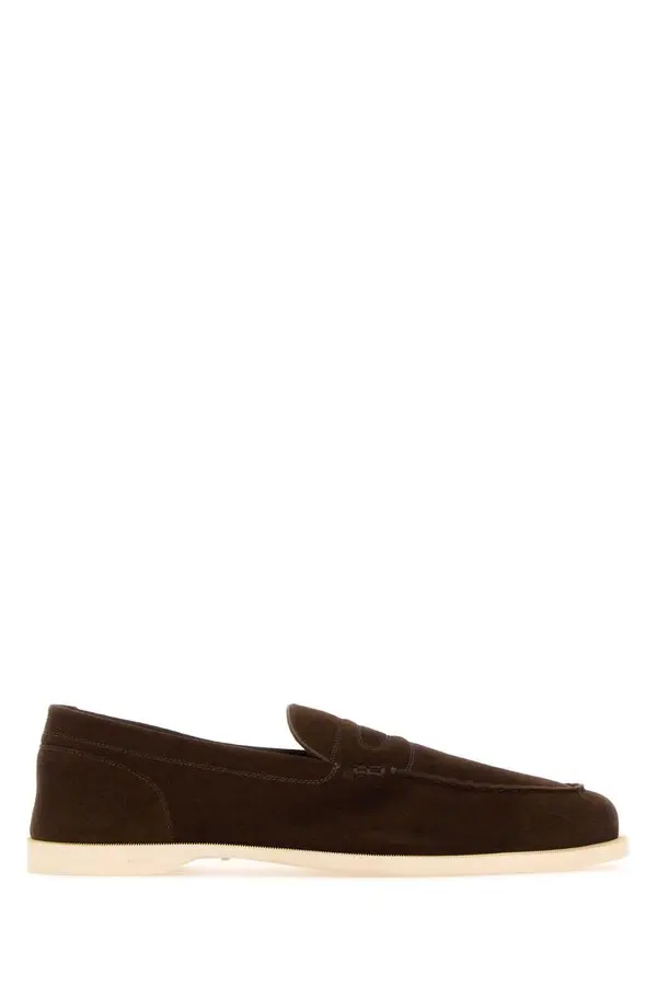 John Lobb Suede Pace Loafers With Rubber Sole - Brown