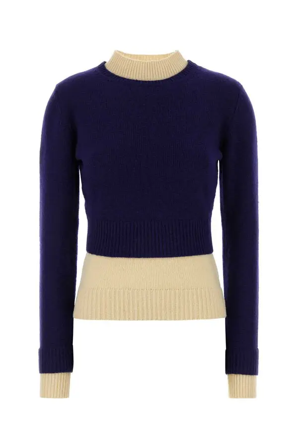 JIL SANDER Wool Blend Crewneck Sweater - Blue