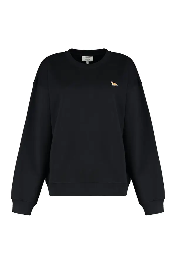 Maison Kitsuné Fox Head" Embroidered Cotton Sweatshirt - Black