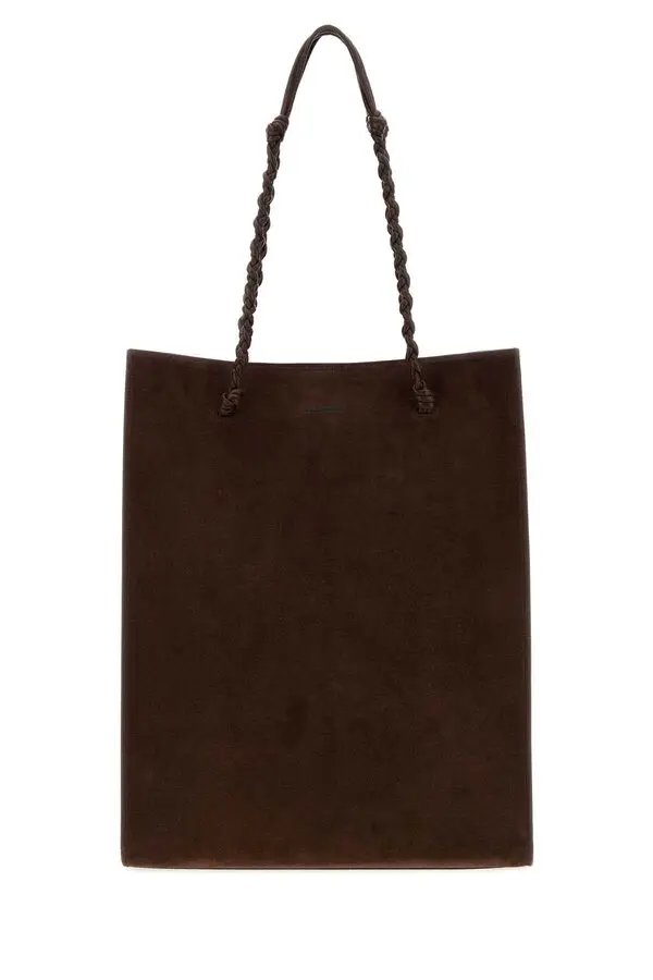 JIL SANDER Chocolate Suede Tangle Shopping Handbag 28 Cm X 35.5 Cm X 11.5 Cm