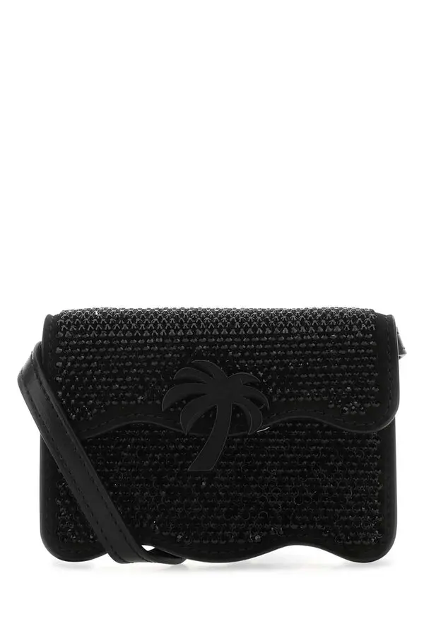 Palm Angels Palm Beach Mini Embellished Leather Micro Crossbody Bag - Black
