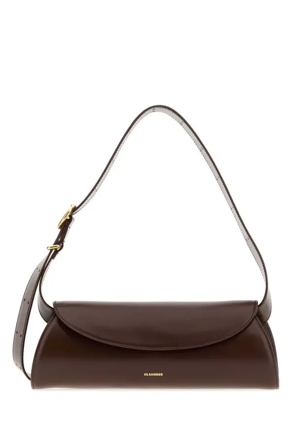 JIL SANDER Chocolate Leather Mini Cannolo Shoulder Handbag - Brown
