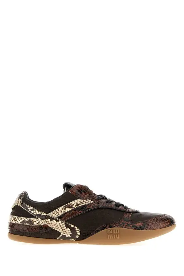 Miu Miu Python Effect" Multimaterial Lace-up Sneakers - Multicoloured
