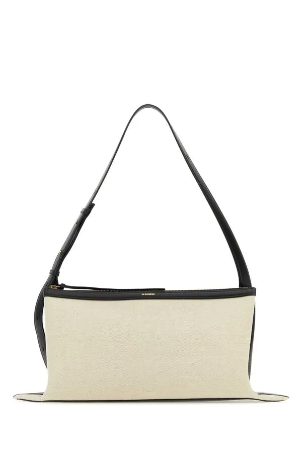 JIL SANDER Two-tone Canvas And Leather Shoulder Handbag - Multicoloured