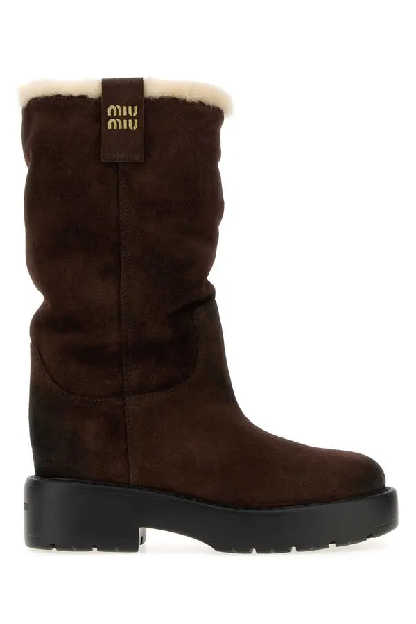 Miu Miu Suede Boots - Brown