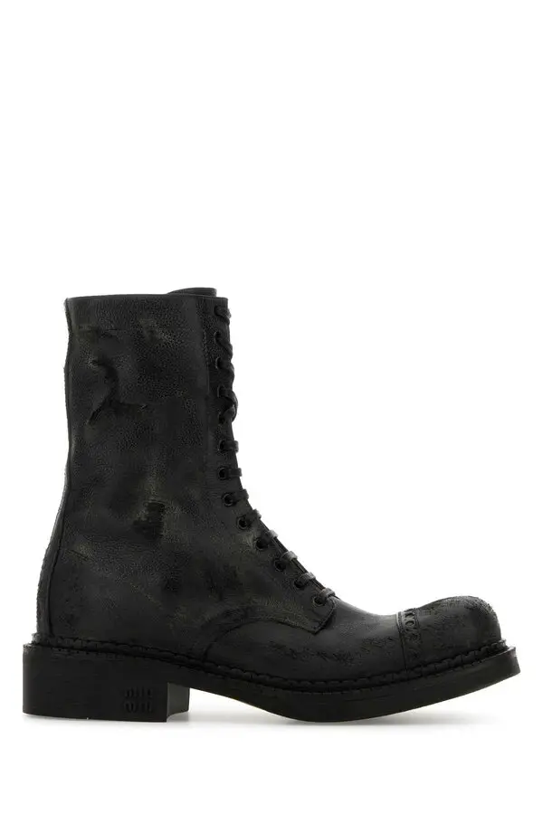 Miu Miu Leather Lace-up Combat Boots