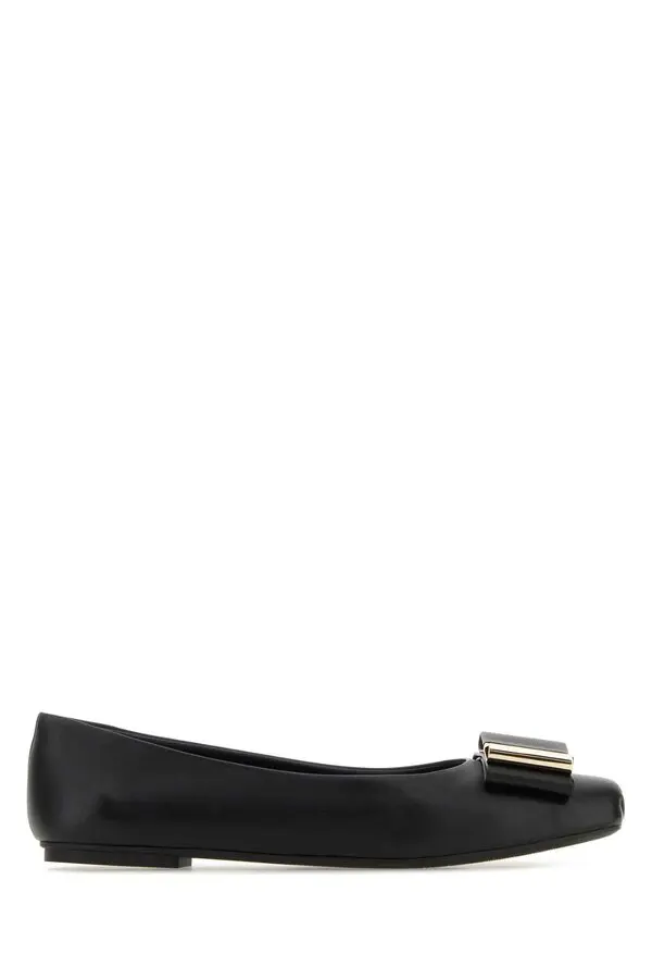 FERRAGAMO Lina Nappa Leather Ballerinas With Gancini Detail