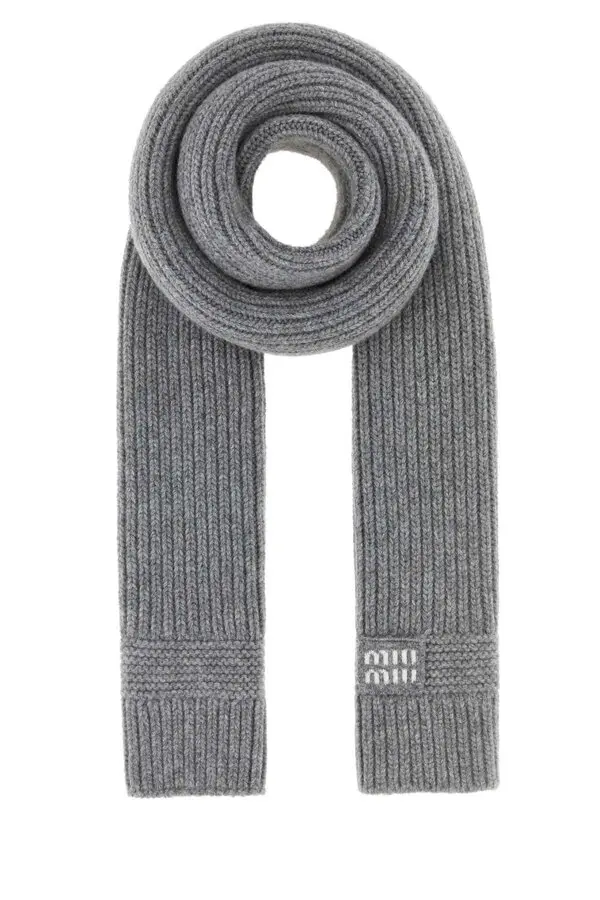 Miu Miu Wool-cashmere Scarf 190 Cm X 22 Cm - Grey