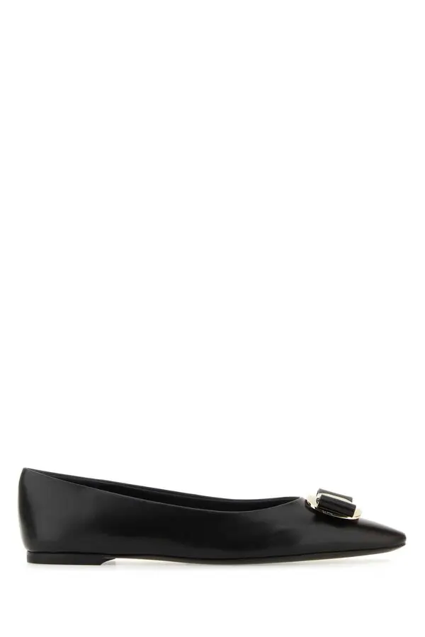 FERRAGAMO Zea Lamb Leather Ballerina Flats With Bow Detailing