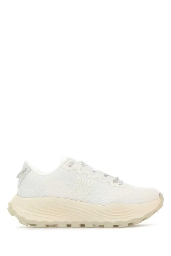 Miu Miu Platform Sneakers In Fabric - White