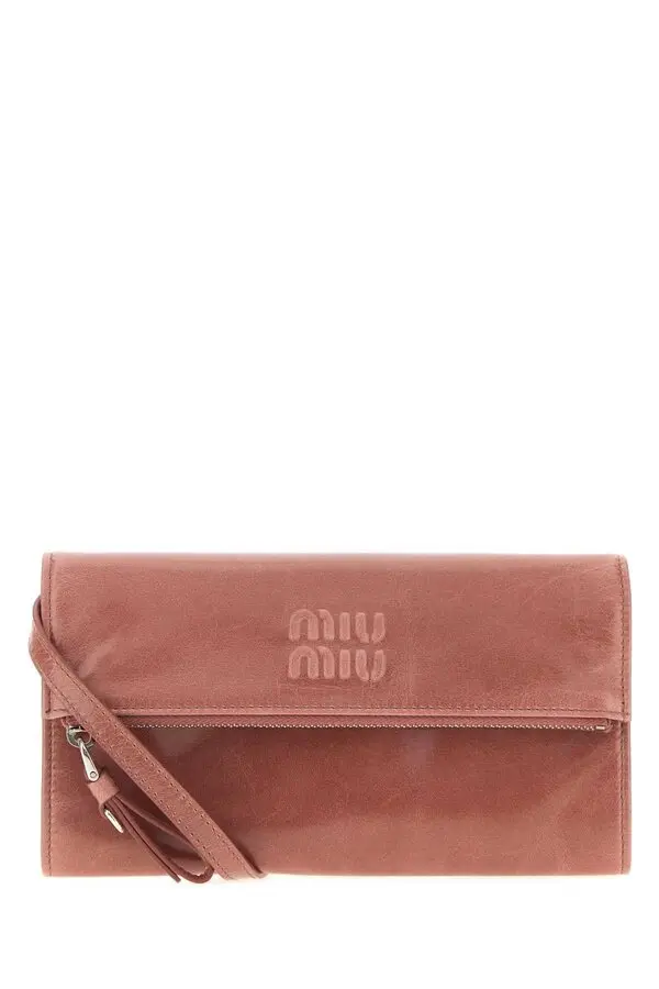 Miu Miu Antiqued Leather Mini Pouch Handbag - Pink
