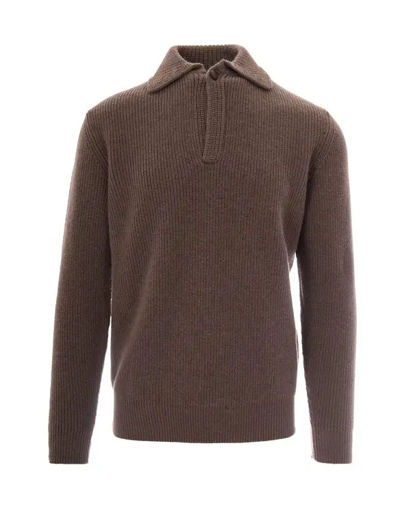 BALLANTYNE Rib-knit Collared Sweater
