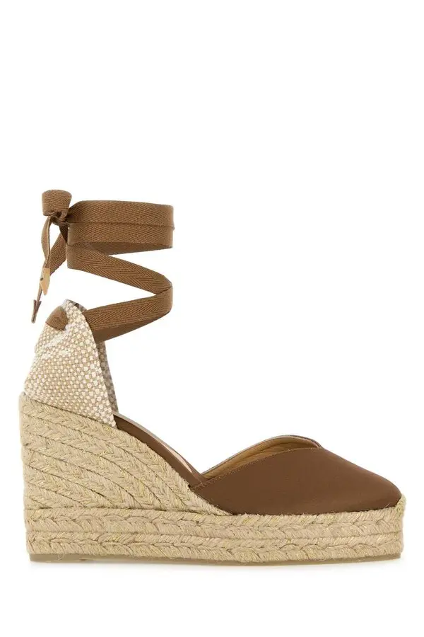 CastaÑer Mud Satin Chiara Wedges With 3.5 Cm Platform And 10 Cm Heel