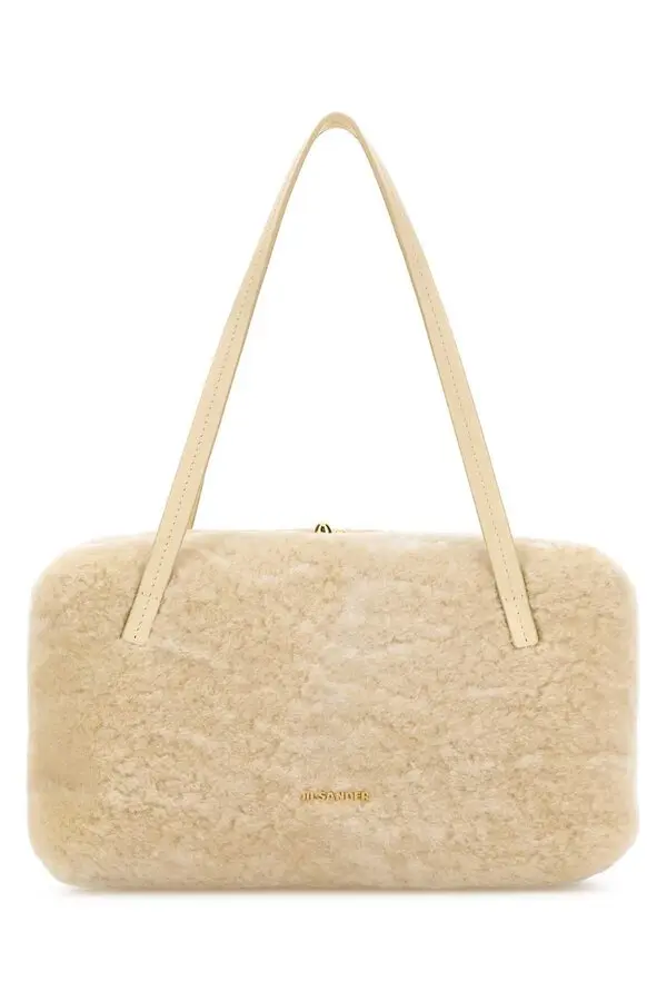 JIL SANDER Shearling Goji Pillow Mini Shoulder Handbag - White