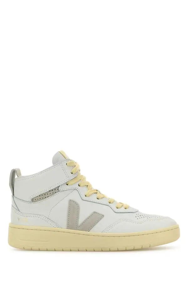 VEJA V-95 Leather High Top Sneakers - White