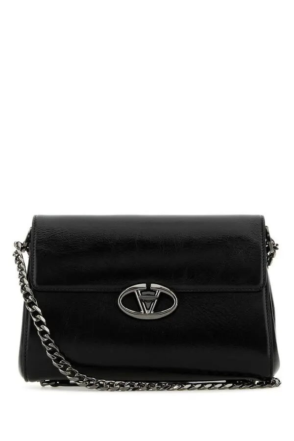 Valentino Garavani Leather Vlogo Shoulder Bag - Black