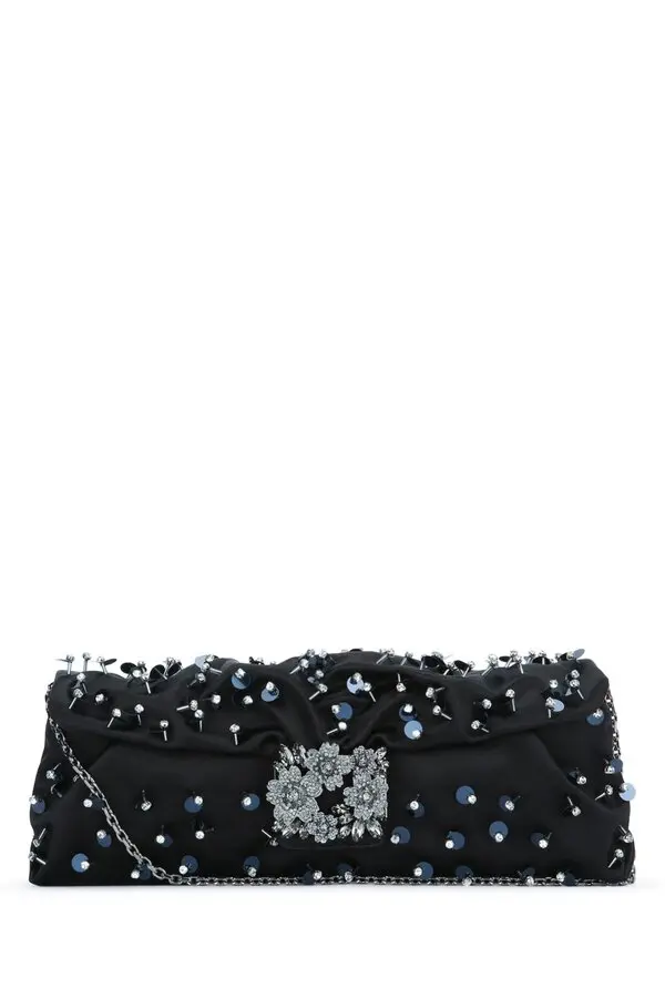 ROGER VIVIER Embellished Sequin Clutch With Floral Motif
