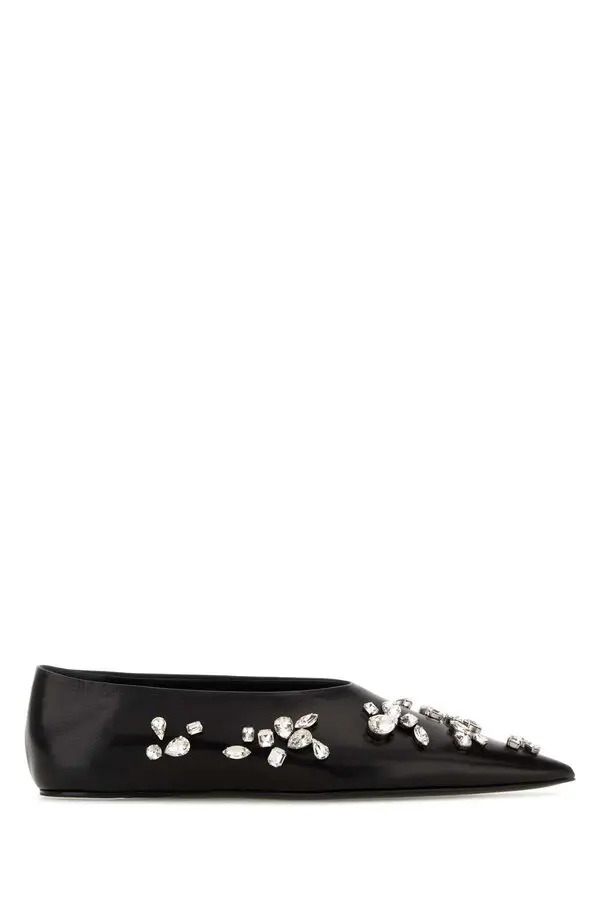 JIL SANDER Ovine Leather Ballerina Flats - Black