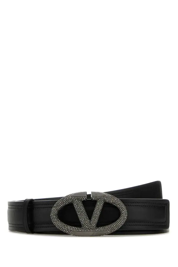 Valentino Garavani 3 Cm Vlogo Leather Belt - Black