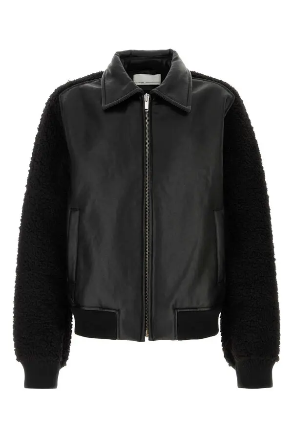 Random Identities Leather And Shearling Jacket