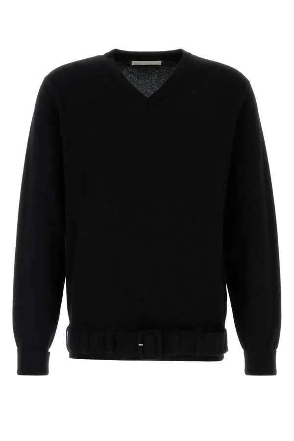 Random Identities V-neck Merino Wool & Cashmere Knit Sweater - Black