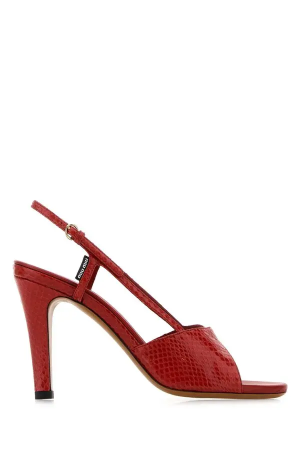 Miu Miu Leather Sandals With 8 Cm Heel