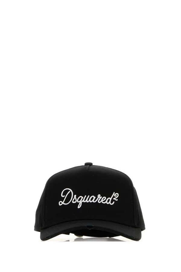 Dsquared2 Cotton Baseball Cap With Logo Applique - Black