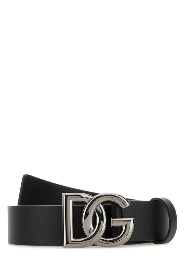 Dolce & Gabbana 3.5 Cm Calf Leather Belt With Ruthenium Finish