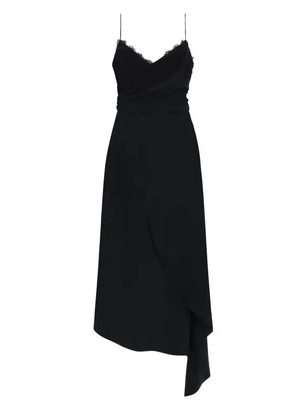 Moschino Asymmetrical Draped Slip Dress - Black