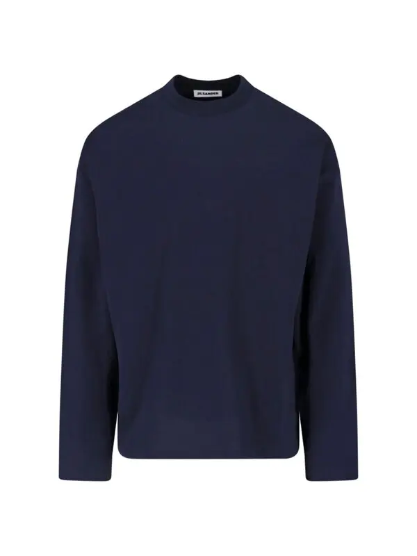 JIL SANDER Long Sleeve Crewneck Top - Blue