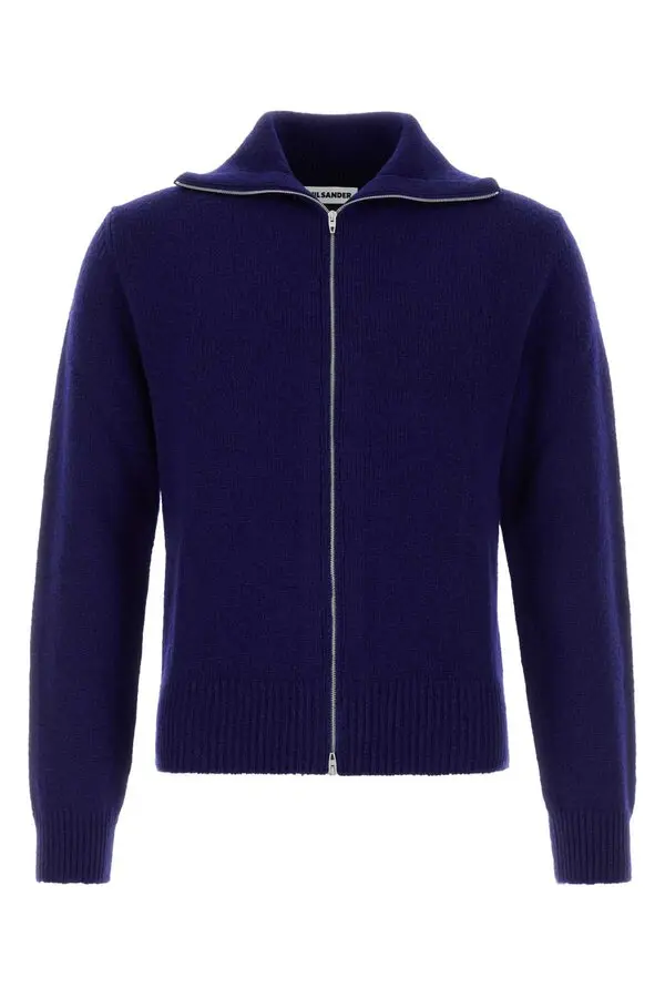 JIL SANDER Wool-blend Cardigan - Blue