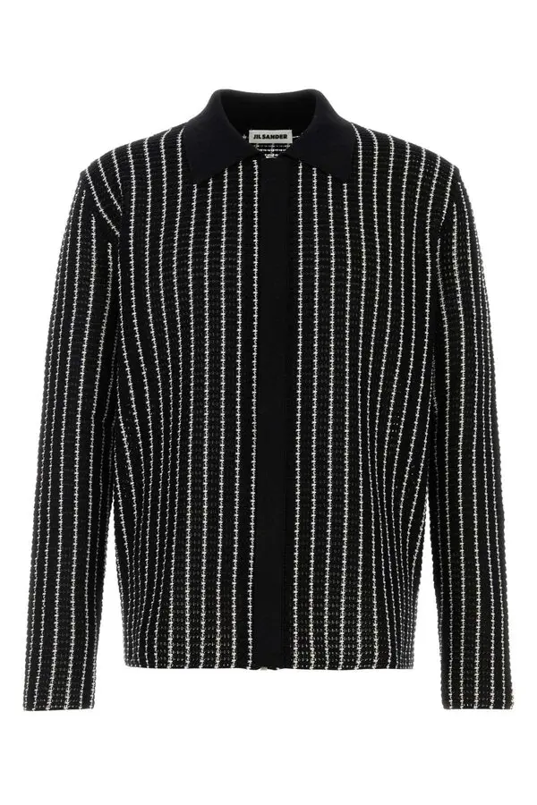 JIL SANDER Embroidered Crochet Cardigan - Stripped