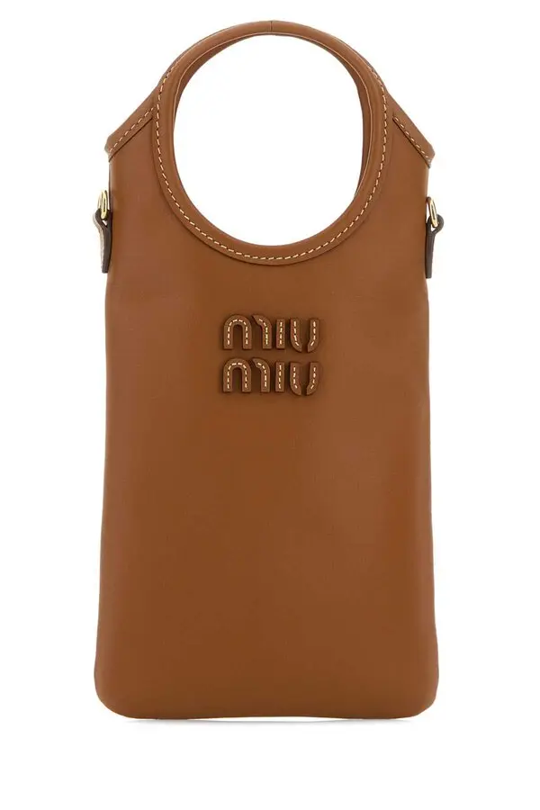 Miu Miu Caramel Leather Mini Phone Case - Camel