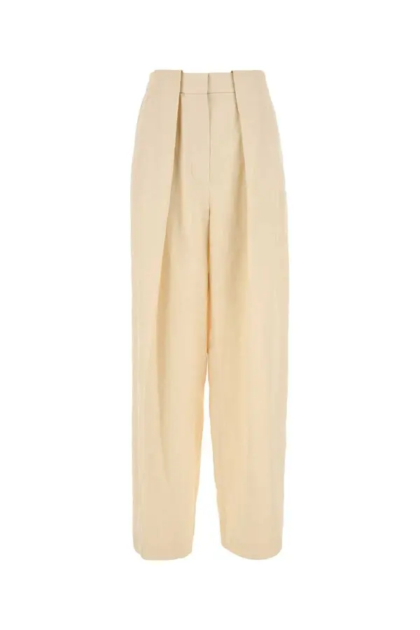 Stella McCartney Cream Viscose-linen Blend Wide-leg Pant