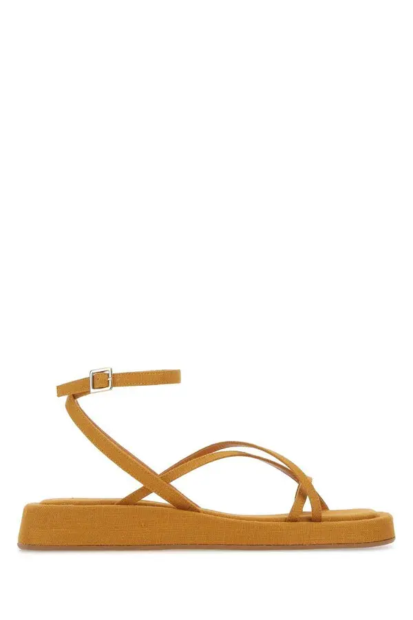 Gia Couture Rosie 16 Linen-blend Slide Sandals - Yellow