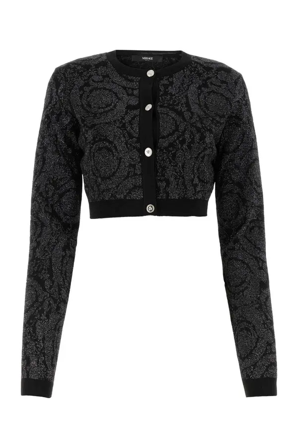 Versace Embroidered Stretch Viscose-blend Cardigan - Printed