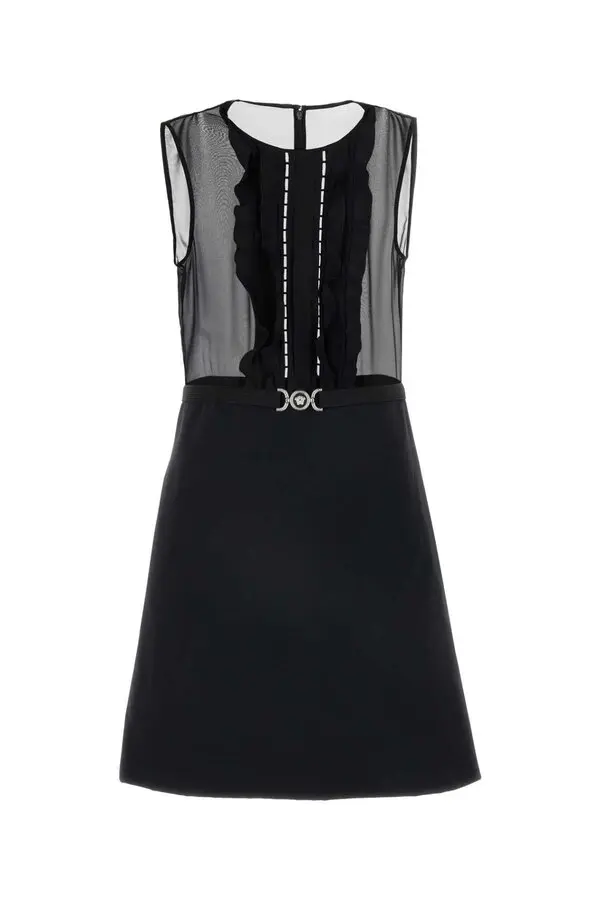 Versace Georgette Mini Dress - Black