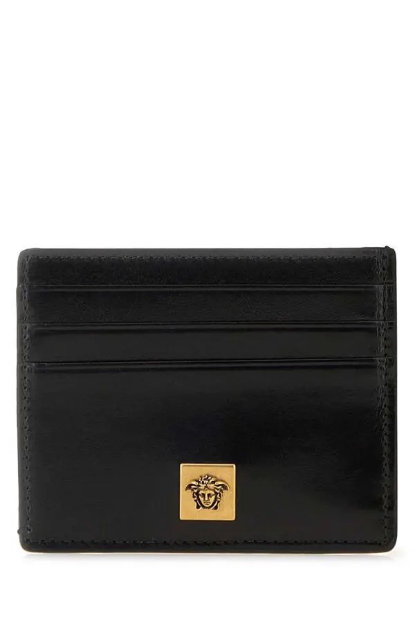 Versace Mini Leather Card Holder, 10 Cm X 9 Cm