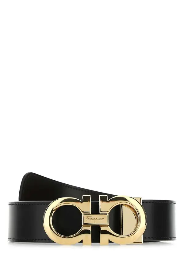 FERRAGAMO Reversible Leather Belt With 4 Cm Width And Gold-tone Hardware