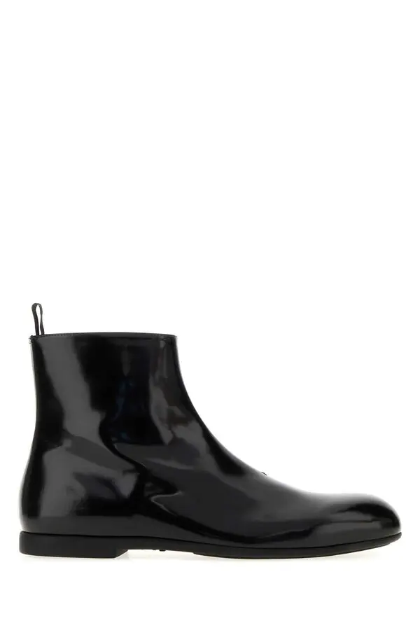 JIL SANDER Leather Ankle Boots - Black