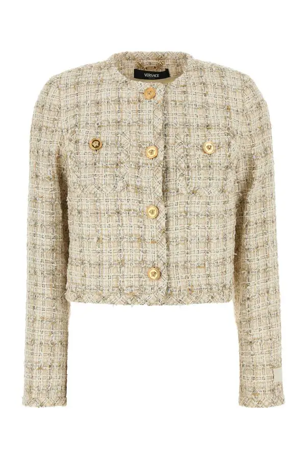 Versace Tweed Blazer With Metallic Thread Detail