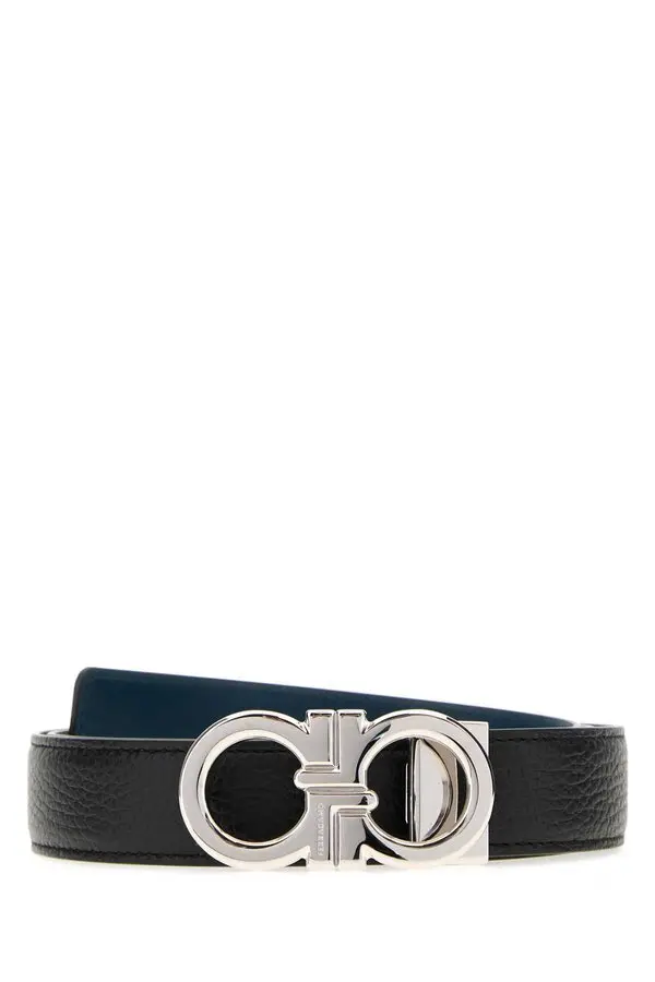 FERRAGAMO Reversible Leather Belt With 3 Cm Width And Silver-tone Hardware For