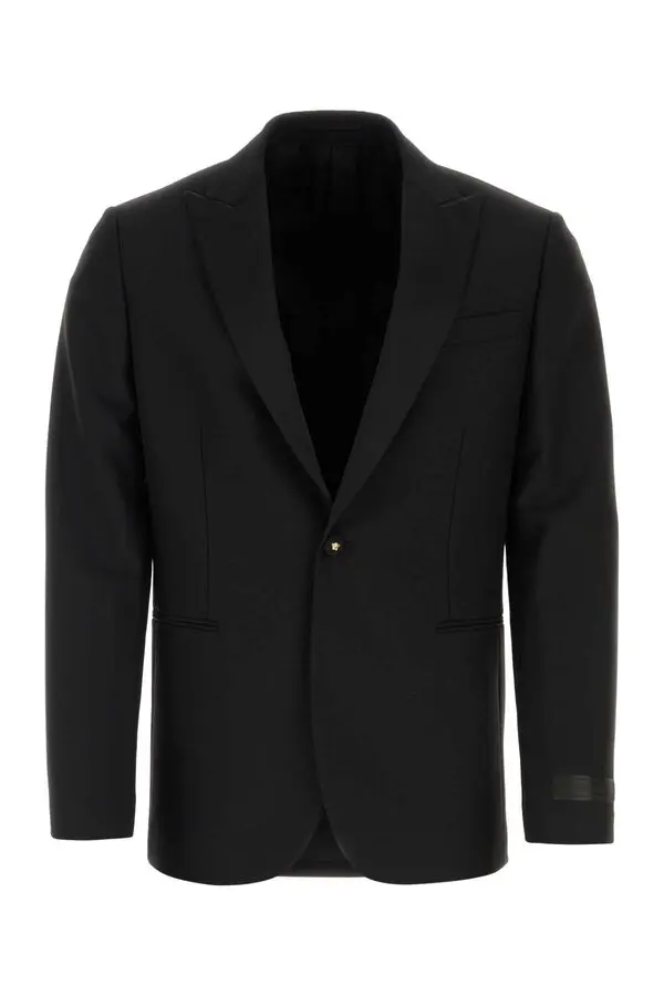 Versace Wool Blend Blazer With Mohair Detail